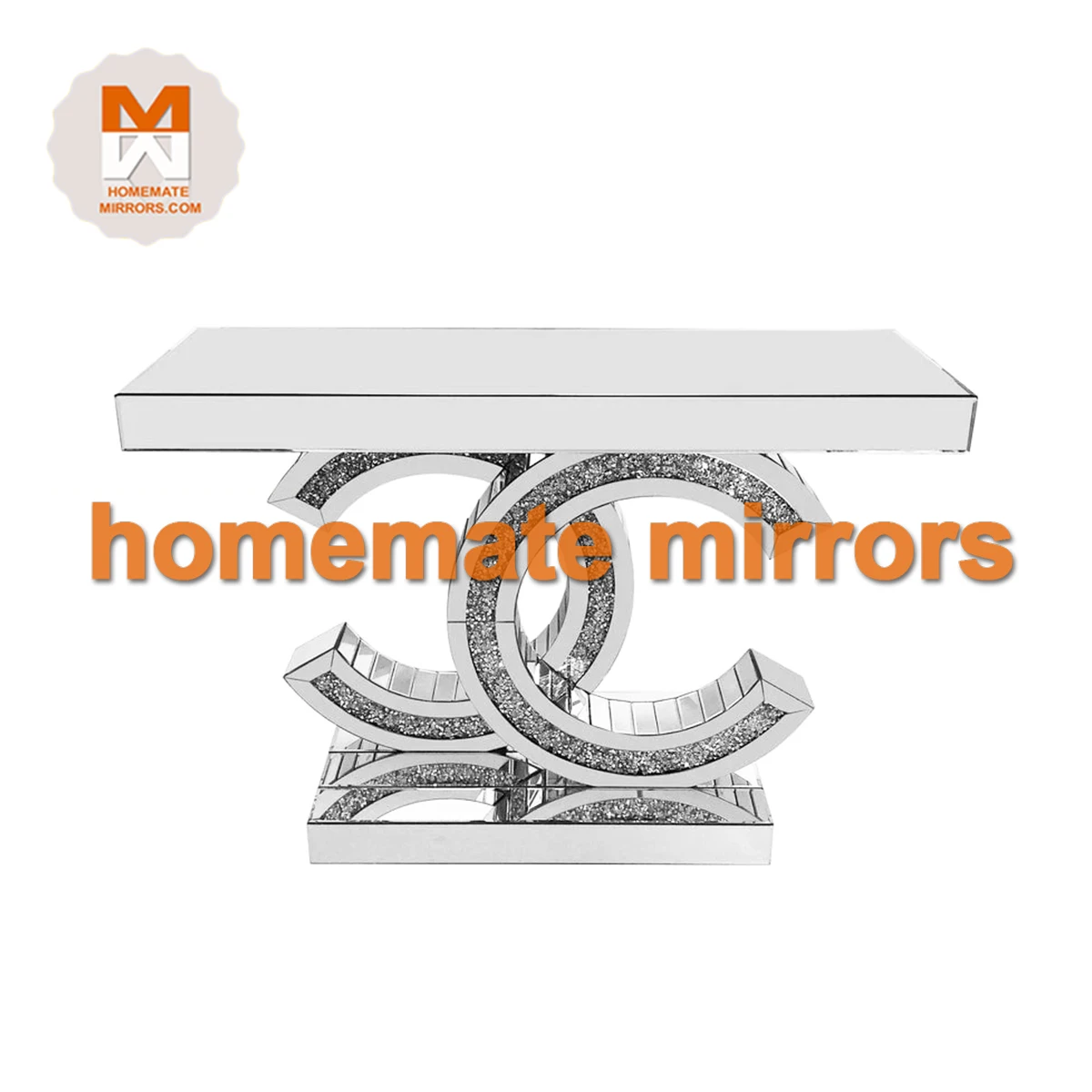 Contemporary Luxury Mirrored C Console Table with Crushed Diamond for ...