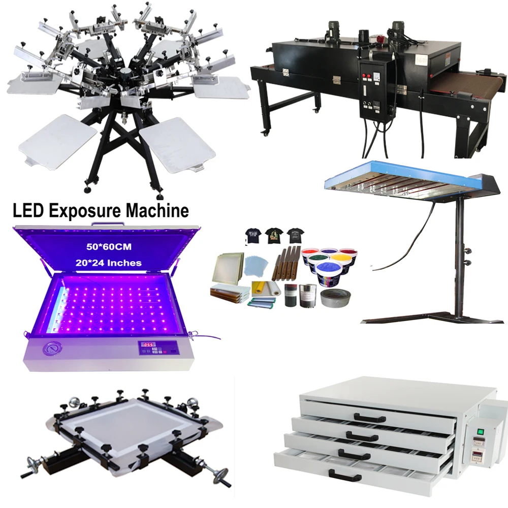 High Quality Heavy Duty 6 Color 6 Station T-shirt Silk Screen Printing ...