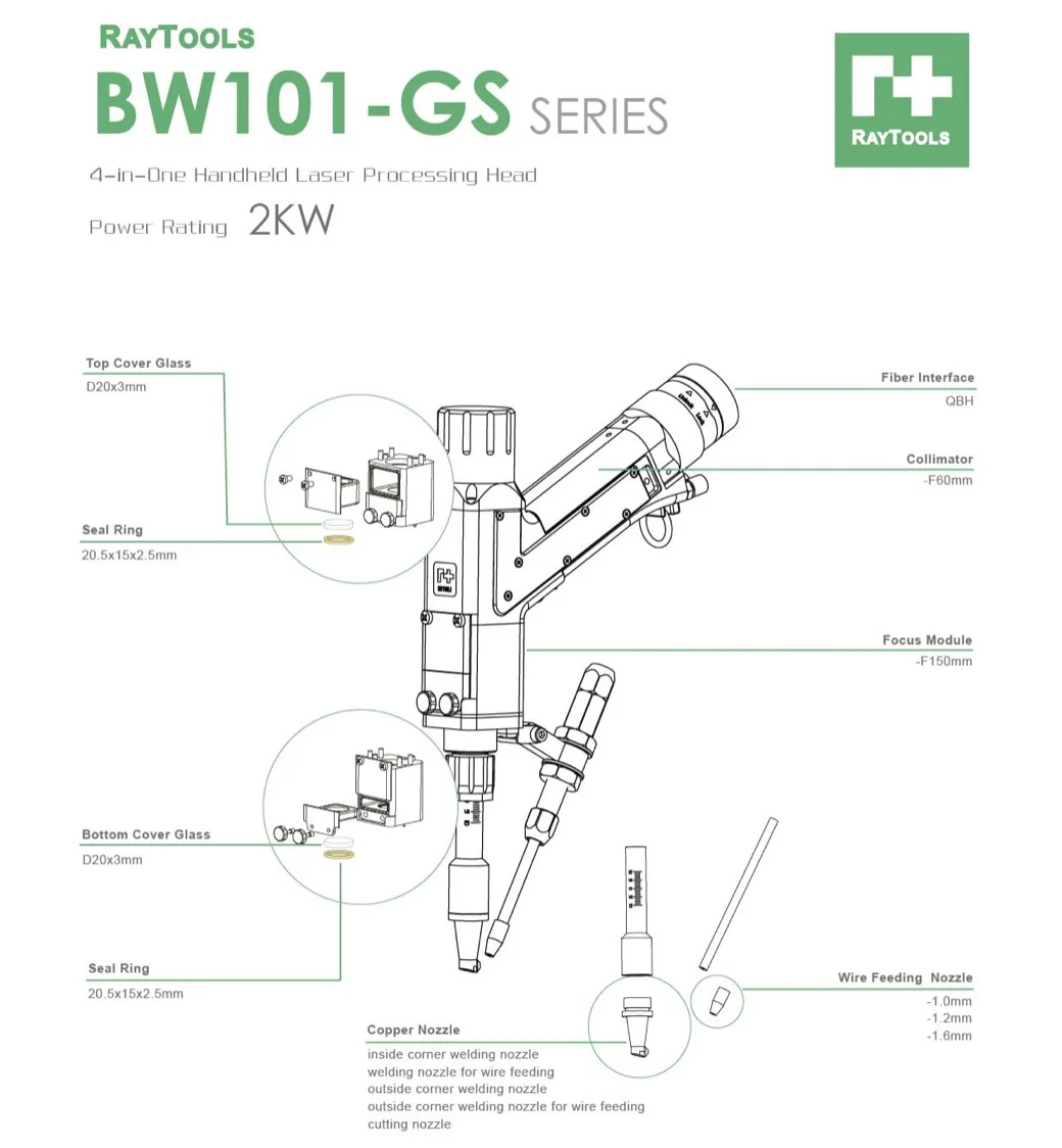 Raytools BW101-GS 3 in 1 Laser Head for Metal Welding, Cleaning ...