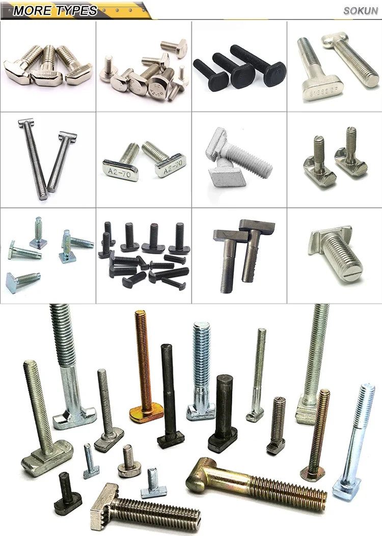 Steel T Head Screw Fastener Set Including Hammer Head Screws in Various ...