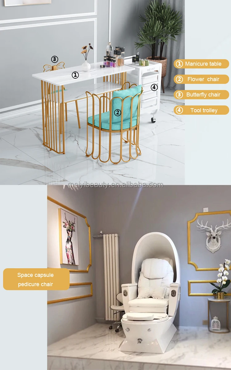 Luxury Nail Salon Furniture Manicure Nail Set Pedicure Chair Spa Nail ...