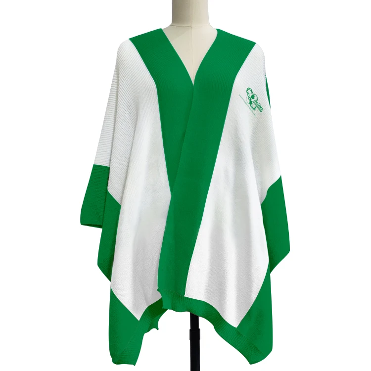 Custom Oem Odm Logo Sorority Poncho Sweater Green Pink 100% Acrylic ...