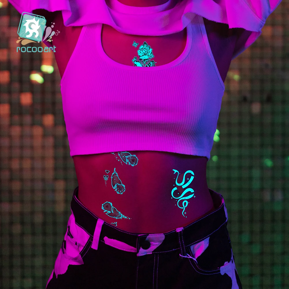 Alibaba.com: Luminous Stickers Neck Arm Tattoo, Feather Butterflies ...