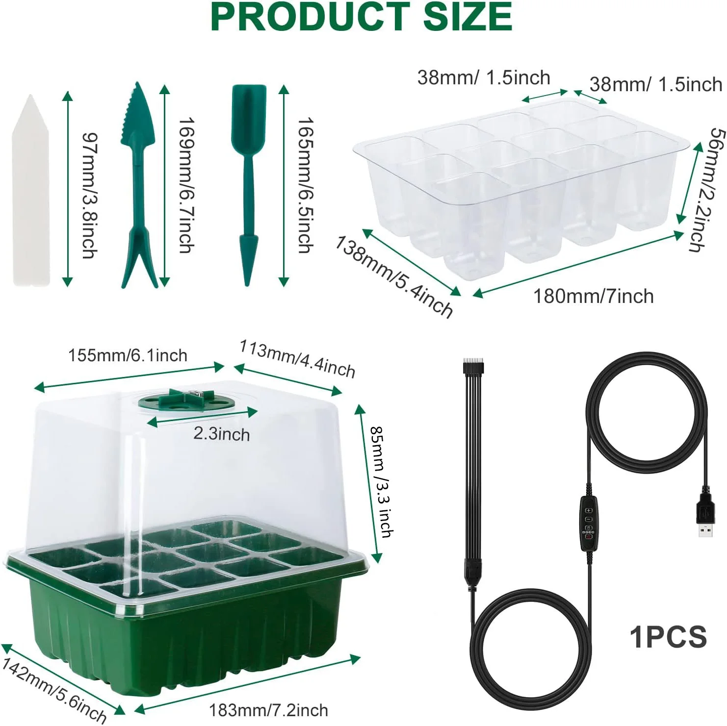 Seedling Box with Light Sowing Green Plants, Breeding Box a Variety of ...