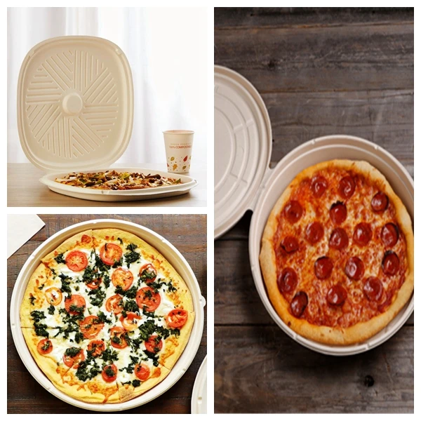 Custom Bespoked Only Eco Friendly Bagasse Pulp Molded Pizza Packaging ...