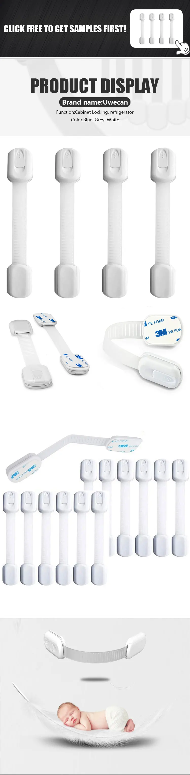 Hot Selling Strap Baby Child Adjustable Baby Safety Drawer Locks UW ...