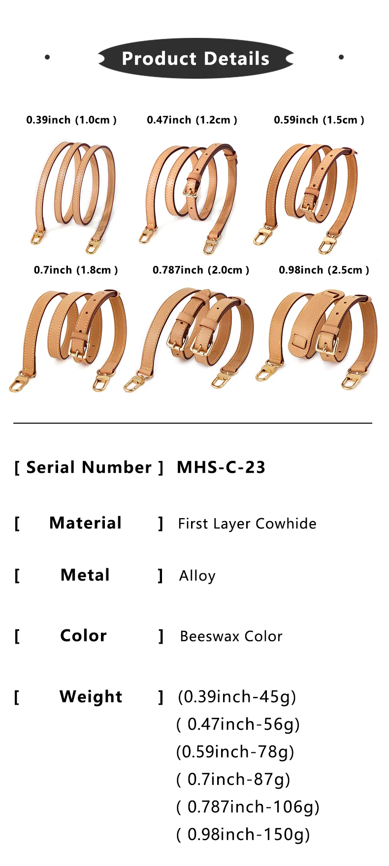 Veg Tan Leather Shoulder Strap Handles Diy Replacement Handle For ...