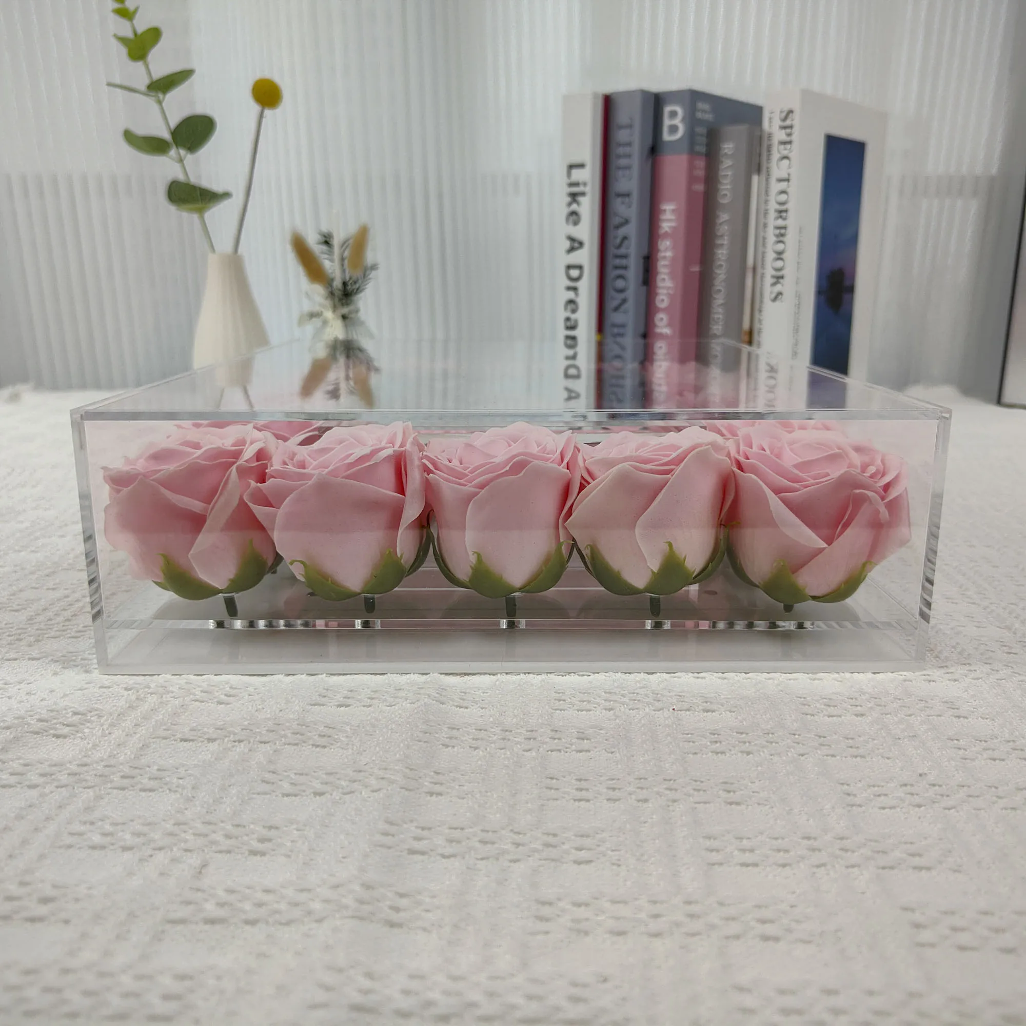 High Quality Transparent Preserved Rose Rectangle Packaging Box ...