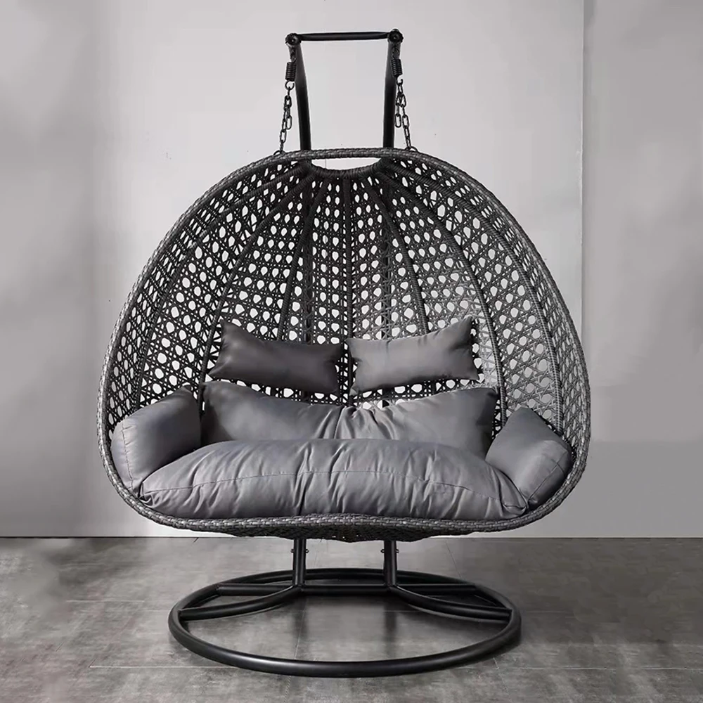 Modern Rattan Hanging Egg Chair with Stand - Outdoor Comfort