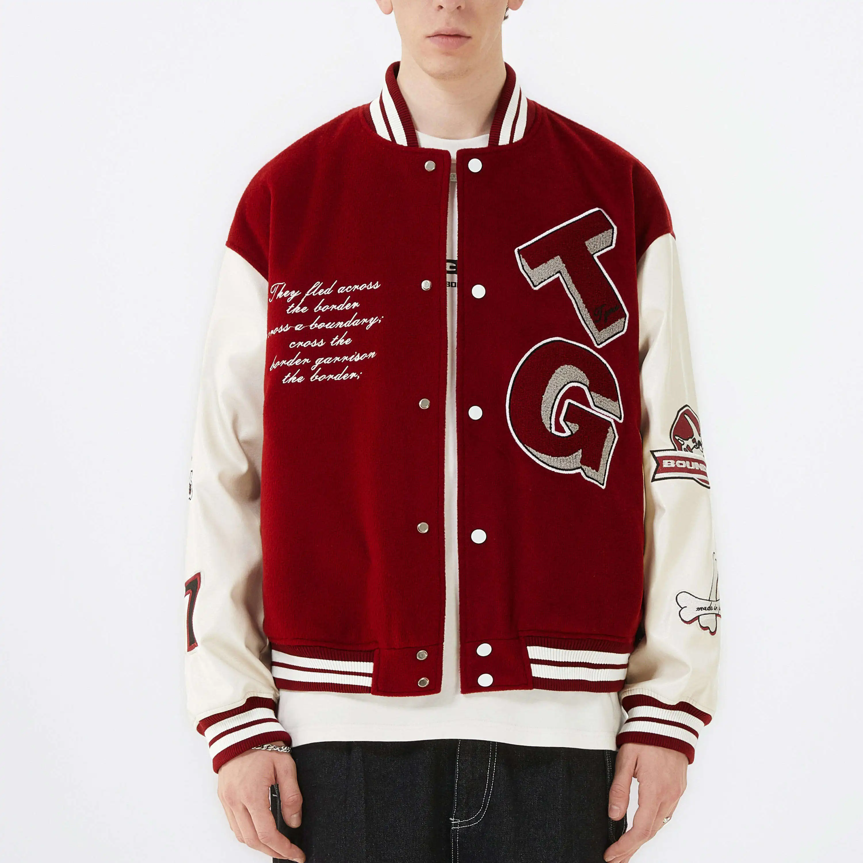 Custom Men's Coat Wool Patches Collar Embroidery Chenille Letterman Men ...