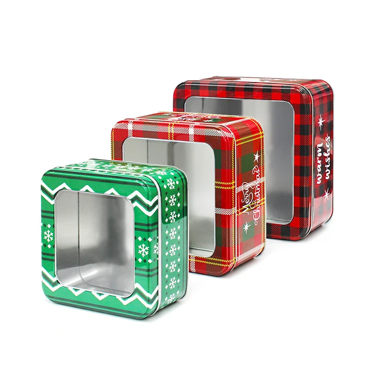 Custom Printed Metal Container Transparent Top Tinplate Case Cookie ...