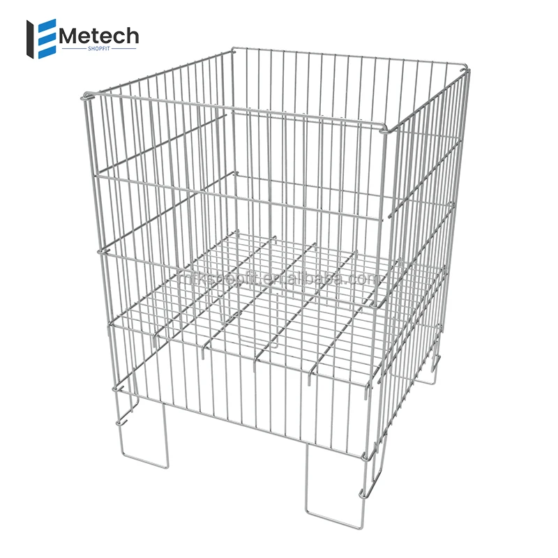 Foldable Metal Wire Dump Bin Retail Storage Solution Display Basket ...