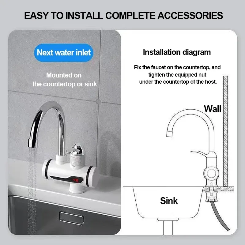 Electric Instant Heating Faucet - 3000W Tankless Water Heater