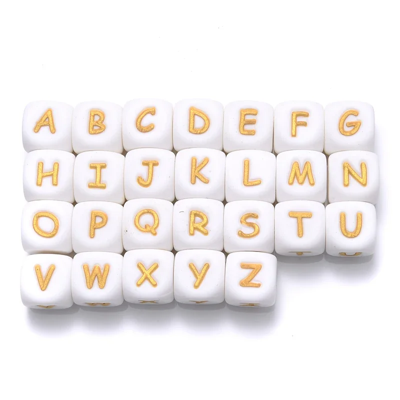 12mm Alphabet English Silicone Letter Beads Baby Teether Accessories ...
