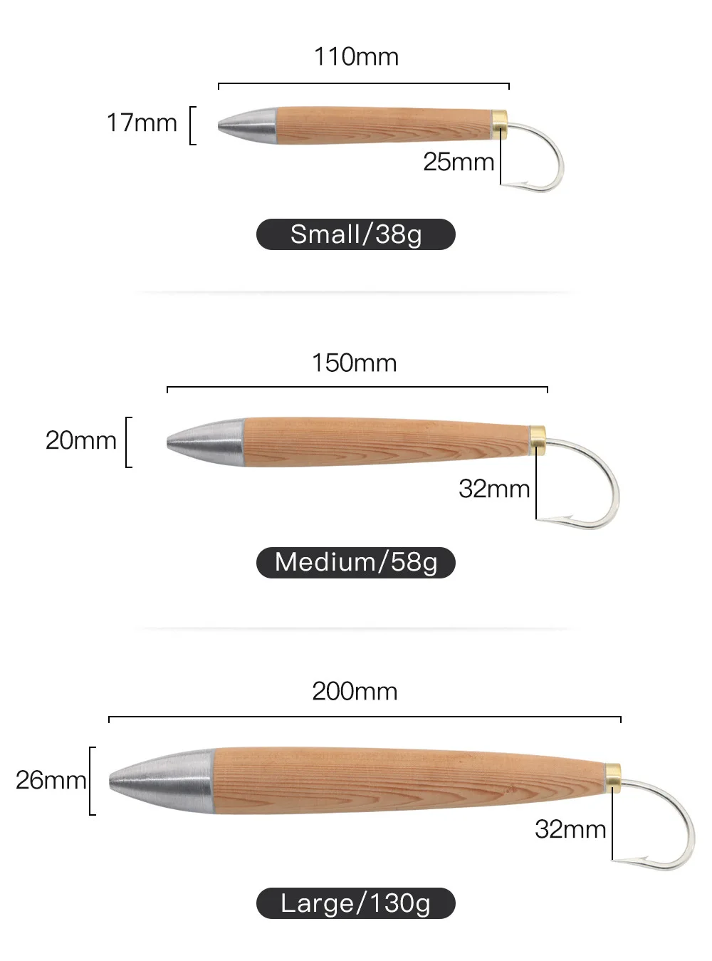 11cm 38g Rigged Plugs Lead Head Unpainted Wooden Natural Cedar Wahoo ...