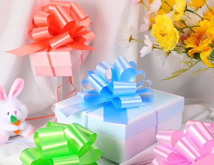 5 Inch Metallic Shiny Plastic Ribbon Gift Bow Pull Bow for Christmas ...