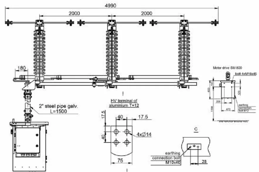 Outdoor 3 Phase 3 Pole Horizontal Double Side Break Disconnector Switch ...