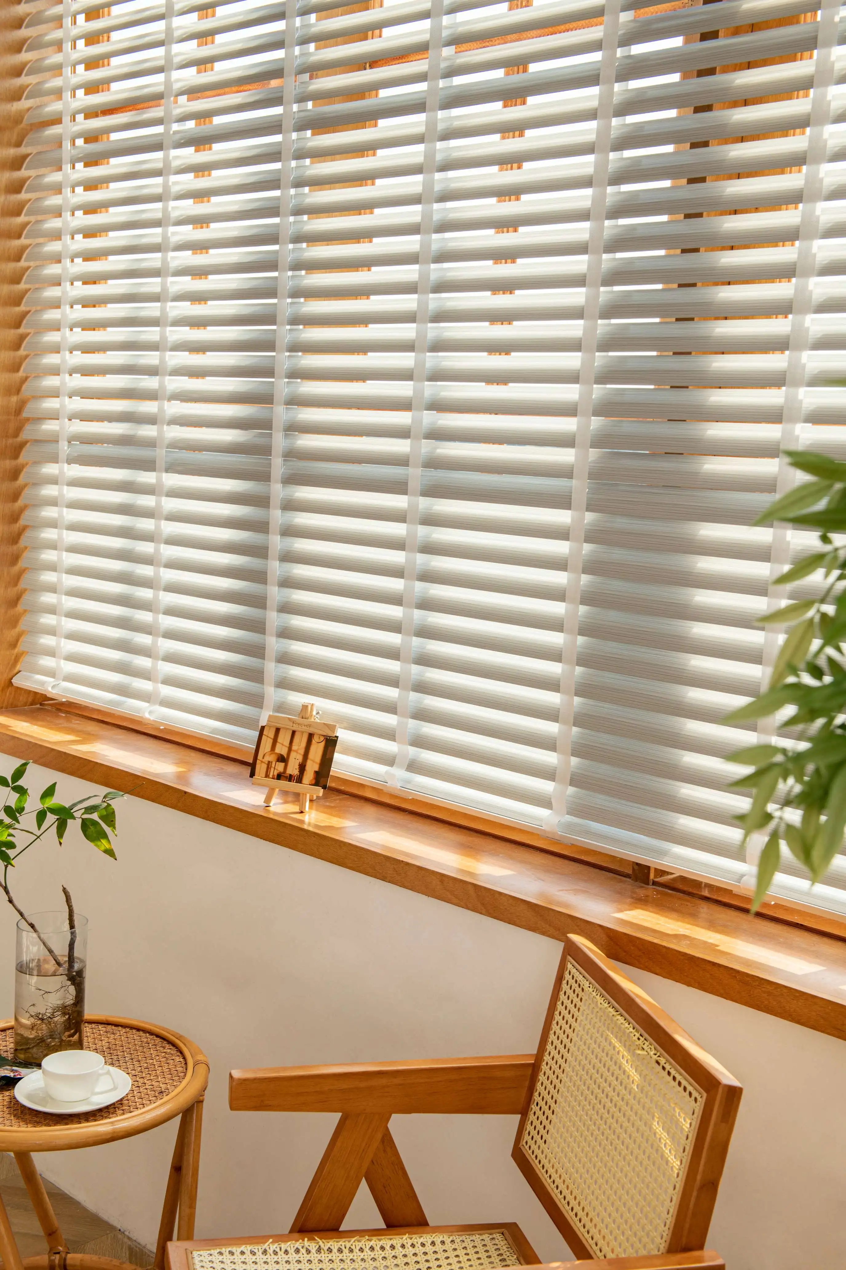 Ladder String Venetian French Window Smart Blinds Blackout Curtain ...