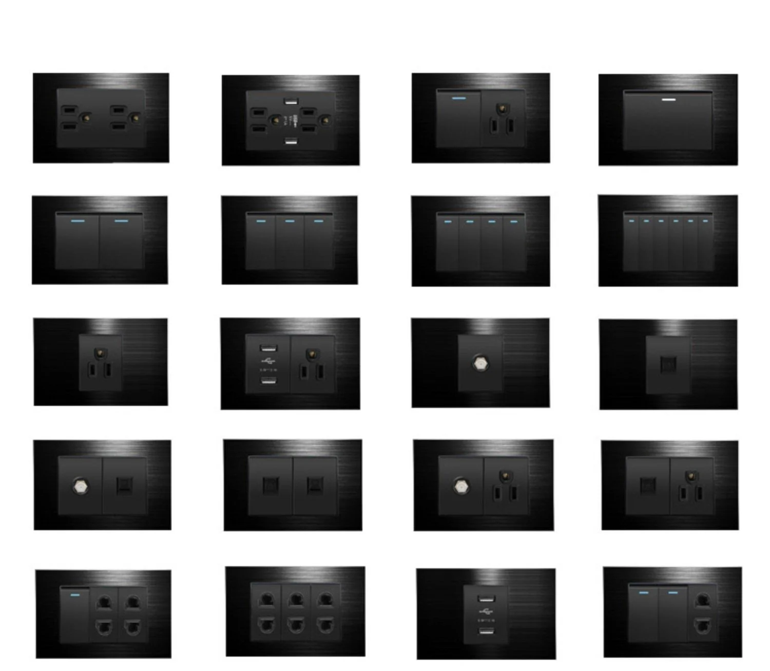 118 Usa Thailand Japanese Black Aluminum Metal Wall Switches Sockets ...