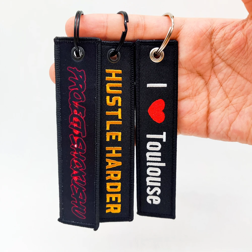 Personalized Airplane Aviation Tags Key Chain Fabric Custom Woven ...