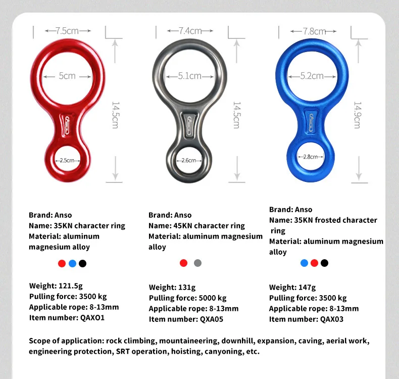 Aluminum Figure 8 Rescue Descender For Rappelling Belaying Rock ...
