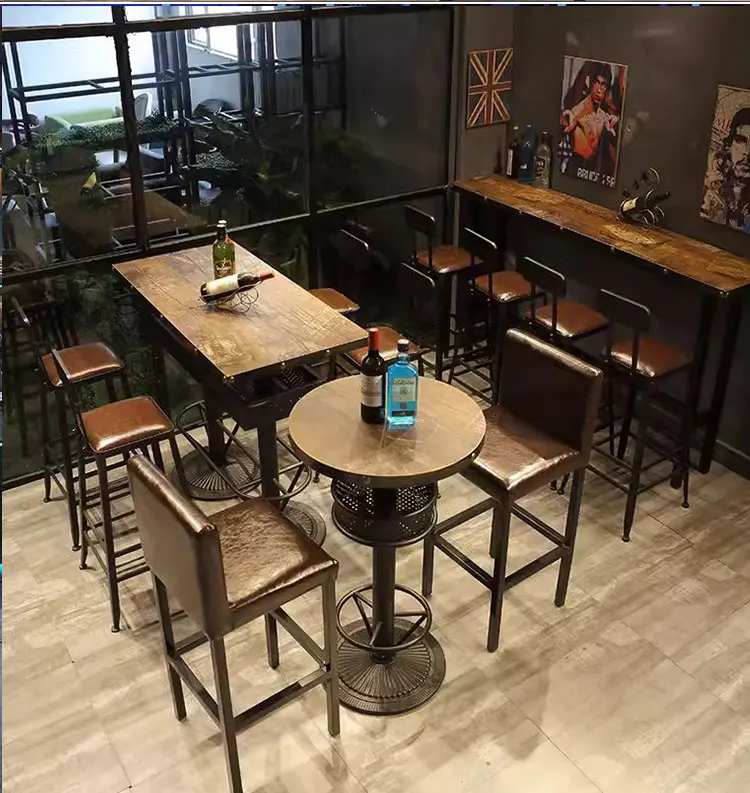 American Style Solid Wood Bar Cocktail High Table Commercial Wooden ...
