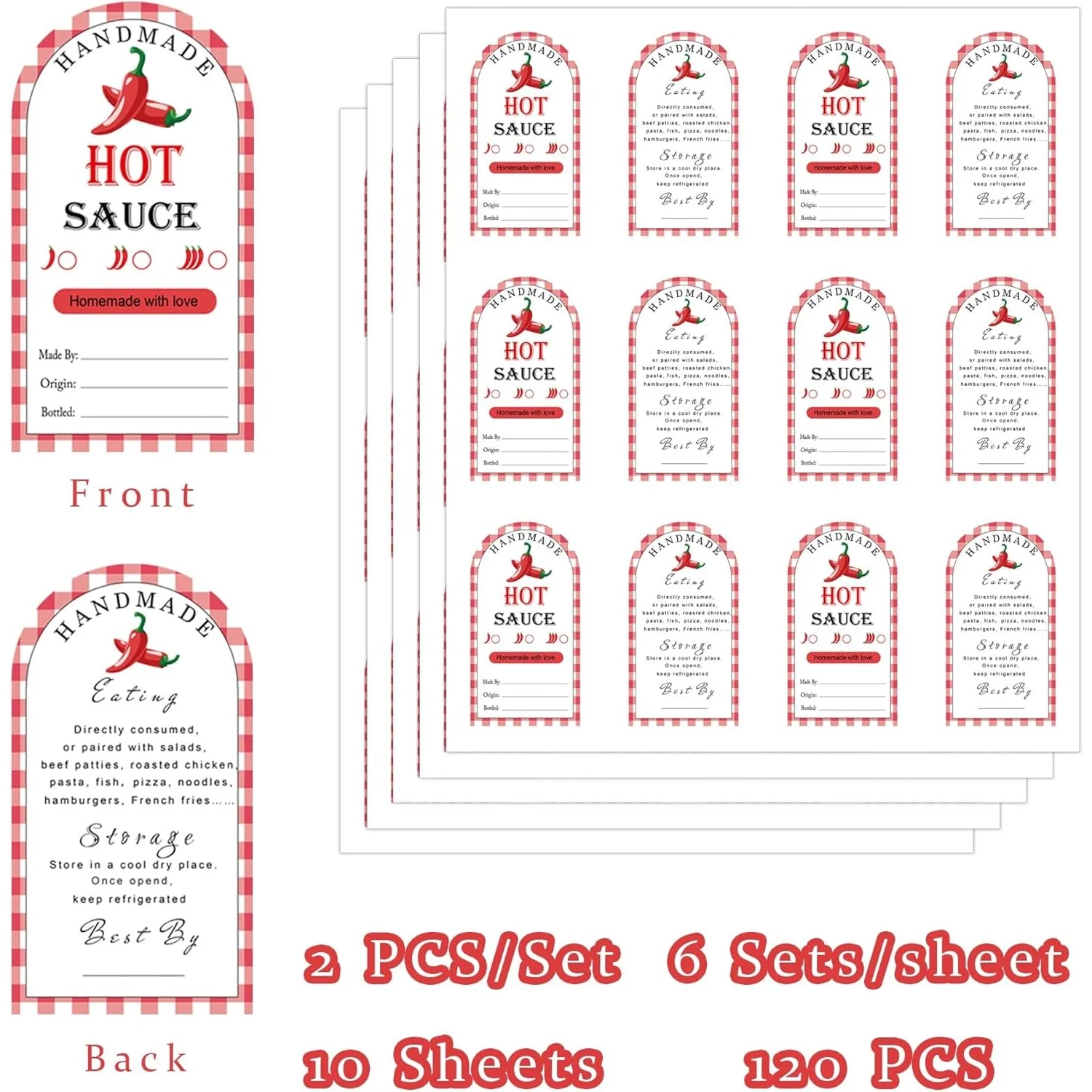Homemade Hot Sauce Bottle Labels with Ribbon and Rope Chili Sauce ...