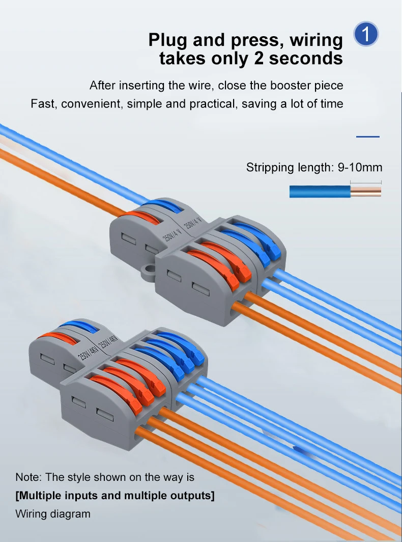 Electrical Wire Connector Push-in Terminal Block Universal Fast Wiring ...