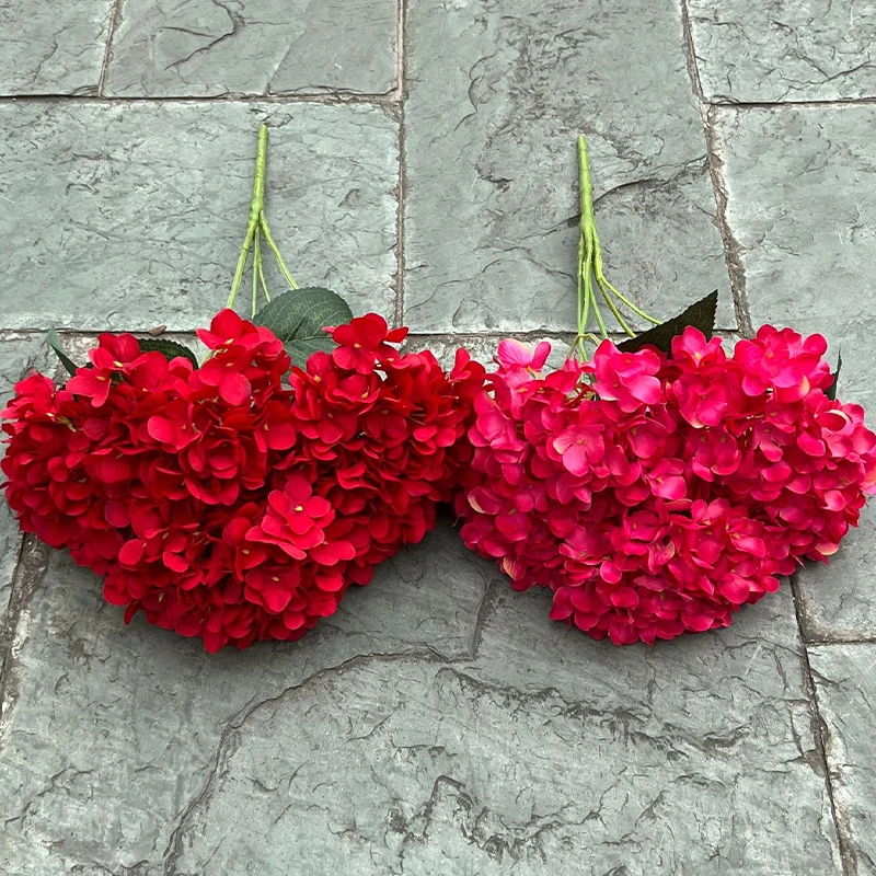 Hot Pink Deluxe Large Head Hydrangea Flowers 5 Bunch Silk Artificial Hydrangea - Buy Hydrangea ...