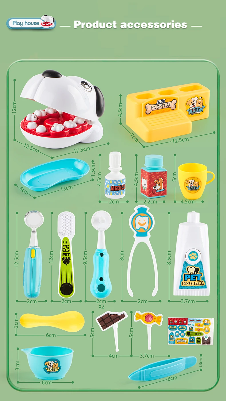 17pcs Pet Dentist Play Toy Set Kids Pretend House Doctor Medical Kit ...