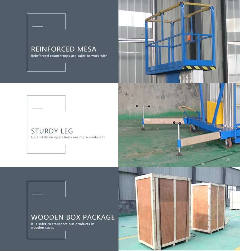 12m Double Mast Lift Man Lift Aluminum Alloy Double Mast Lift With Ce ...
