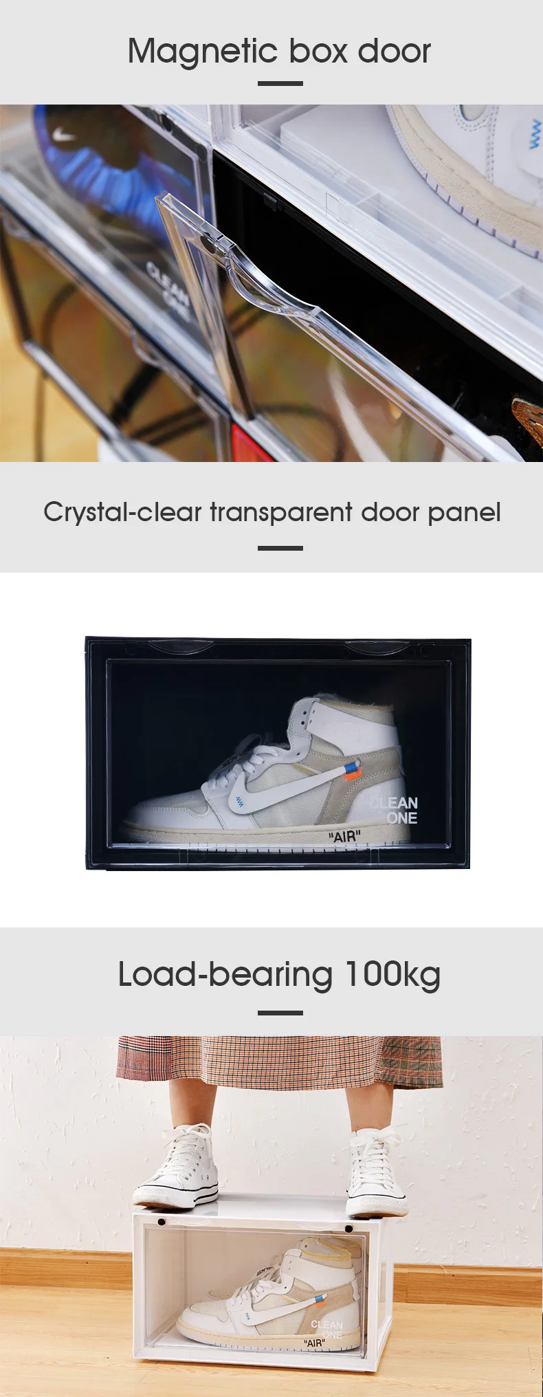 Clear Transparent Acrylic Sneaker Shoes Shoe Rack Racks Box Boxes Shef ...
