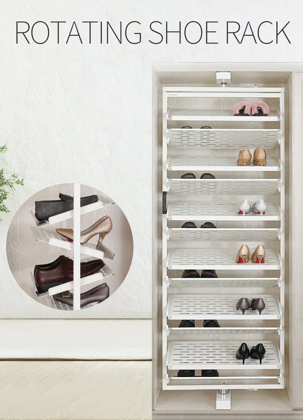 Rotating Shoe Rack In Wardrobe For Closets Revolving Slide Out Storage ...