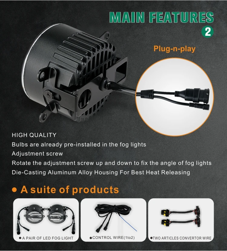 Led Fog/driving Lights Tuff Plus Drl 90mm Car Offroad Daytime Running ...