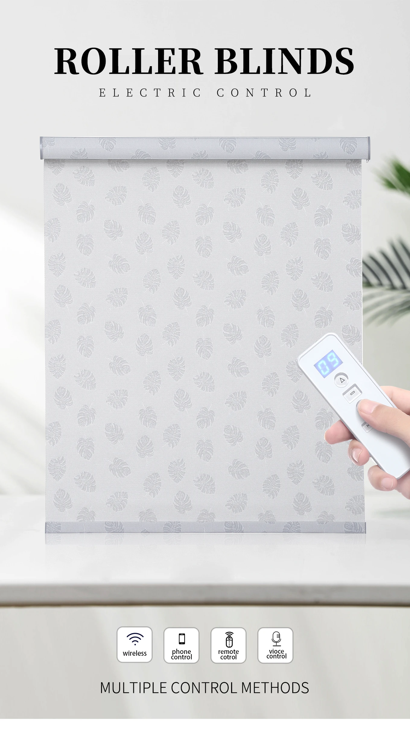 Remote Control Motorized Roller Shades Multicolor Sunscreen Smart ...