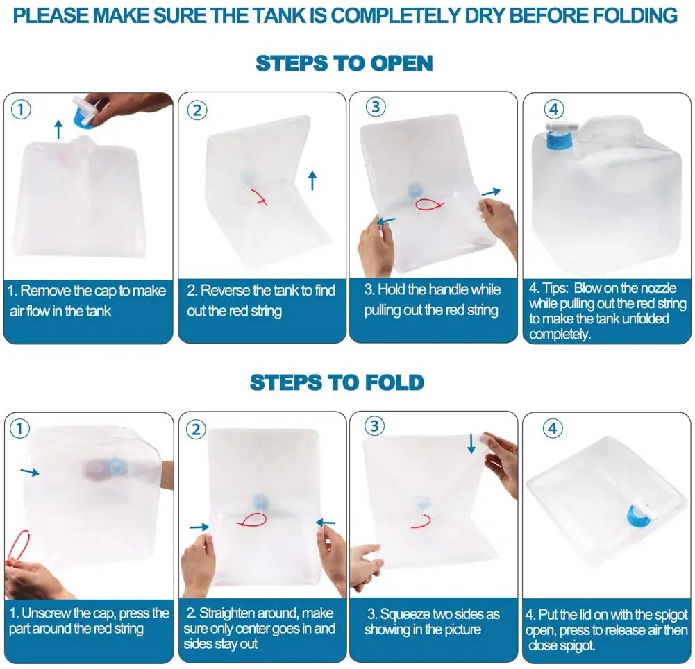 Collapsible Water Storage Container - 5 Gallon Camping Portable Folding ...