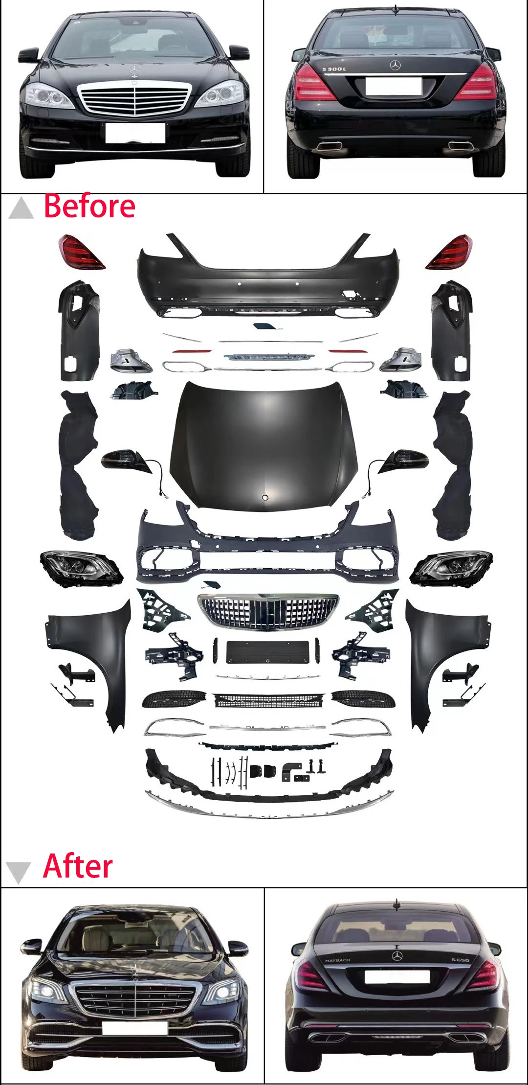 Full Body Kit For Benz W221 Modified To W222 Maybach Body Kit Bodykit ...