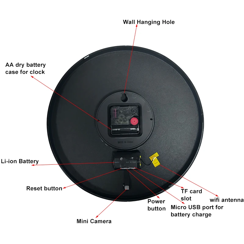 Battery Powered Hd 1080p Wireless Wifi Wall Clock Camera With Mini ...