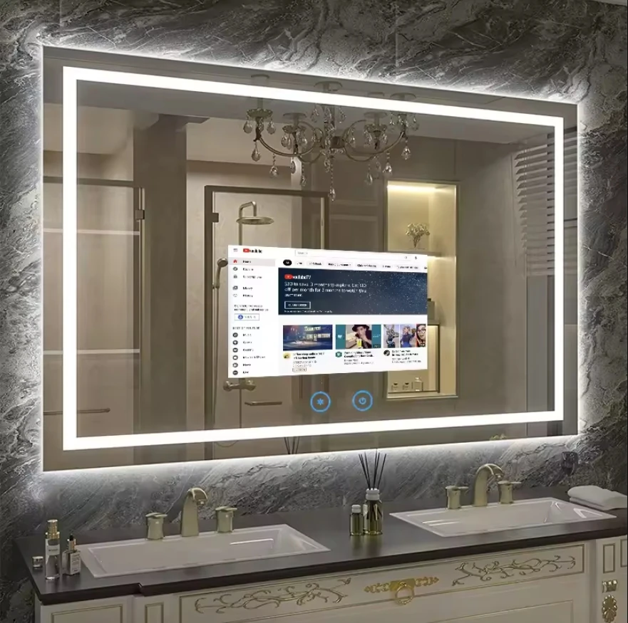 Wall Mounted Bathroom Mirror Bluetooth Smart Wifi Mirror Led Mirror ...