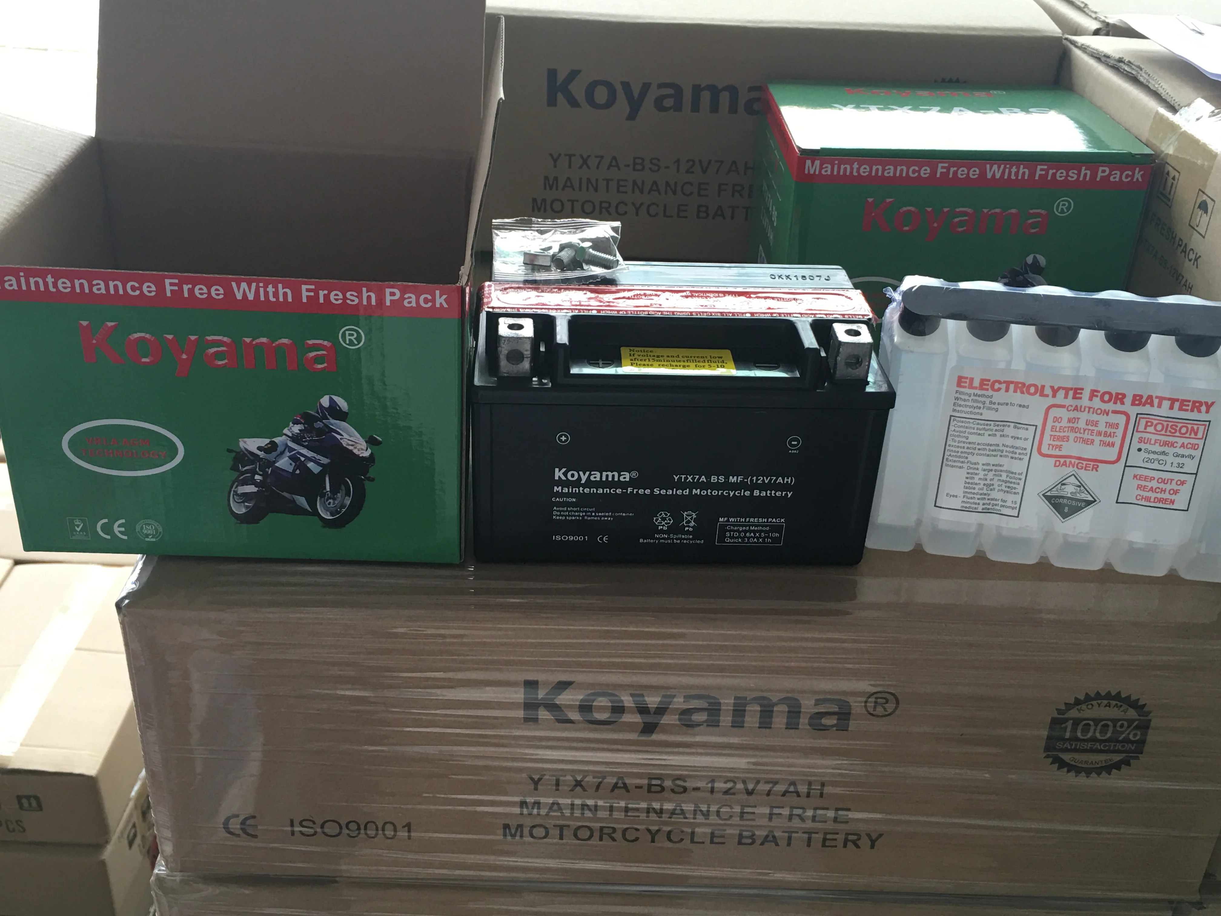 Koyama 7ah 12v Moto Starting Battery Motorcycle Battery Ytx7a-bs - Buy ...