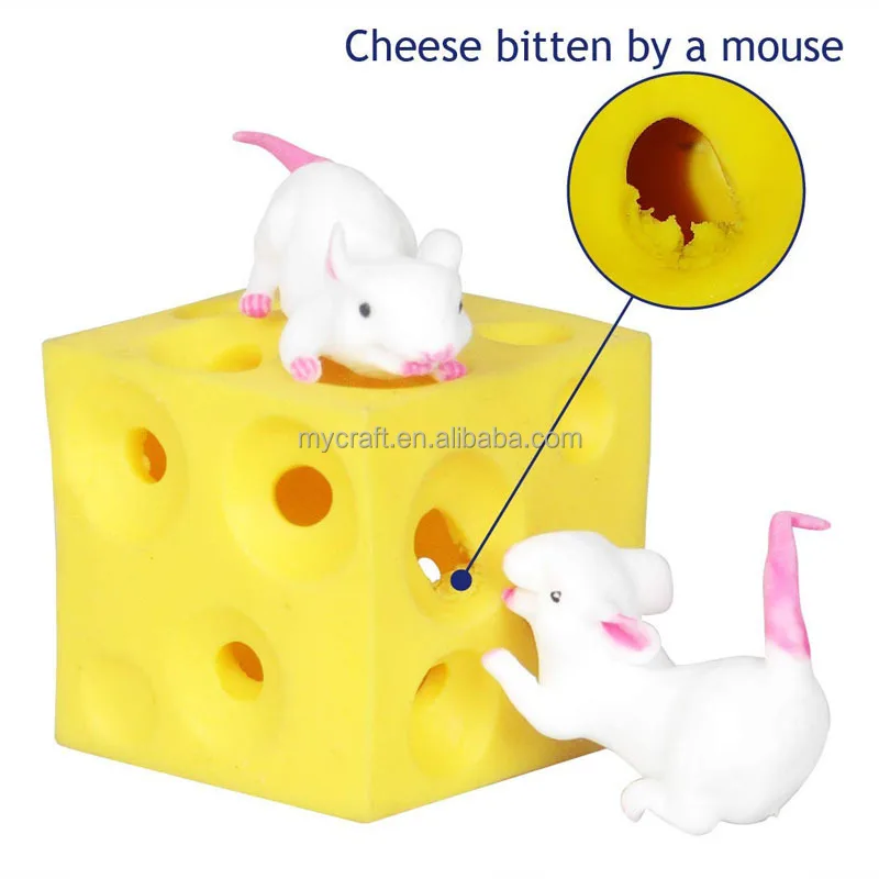 Slow Rising Latex Mice And Cheese Toy Hide And Seek Stress Relief For ...