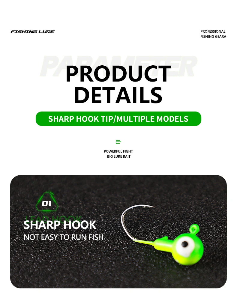 DN 0.8g/1.75g/3.5g/5g Glow Crappie Jigs Luminous Lead Jig Heads Fishing Hooks Saltwater Glow in ...