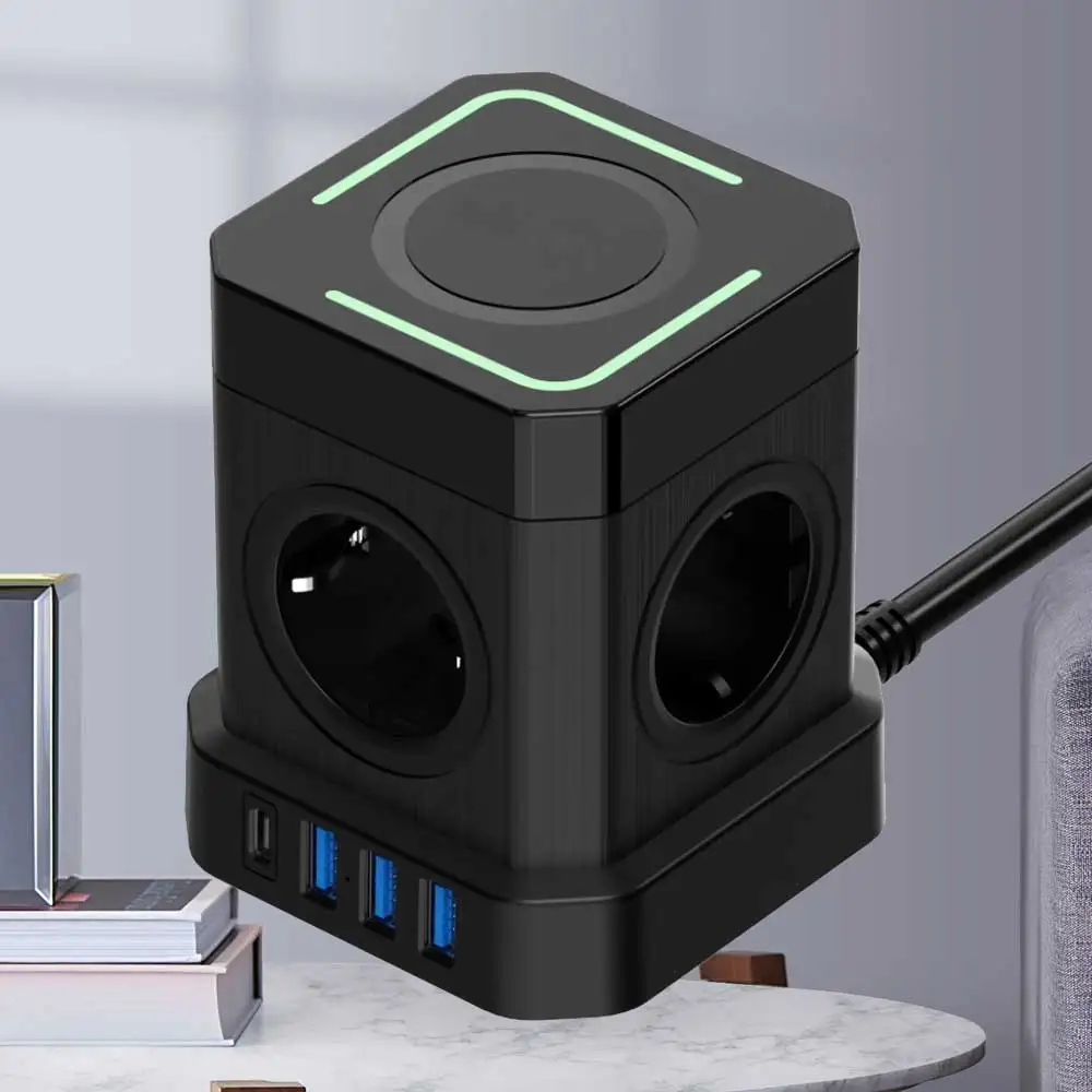 Oswell Pd20w Popular Small Size Europe Cube Socket 4 Ac Outlets Power ...