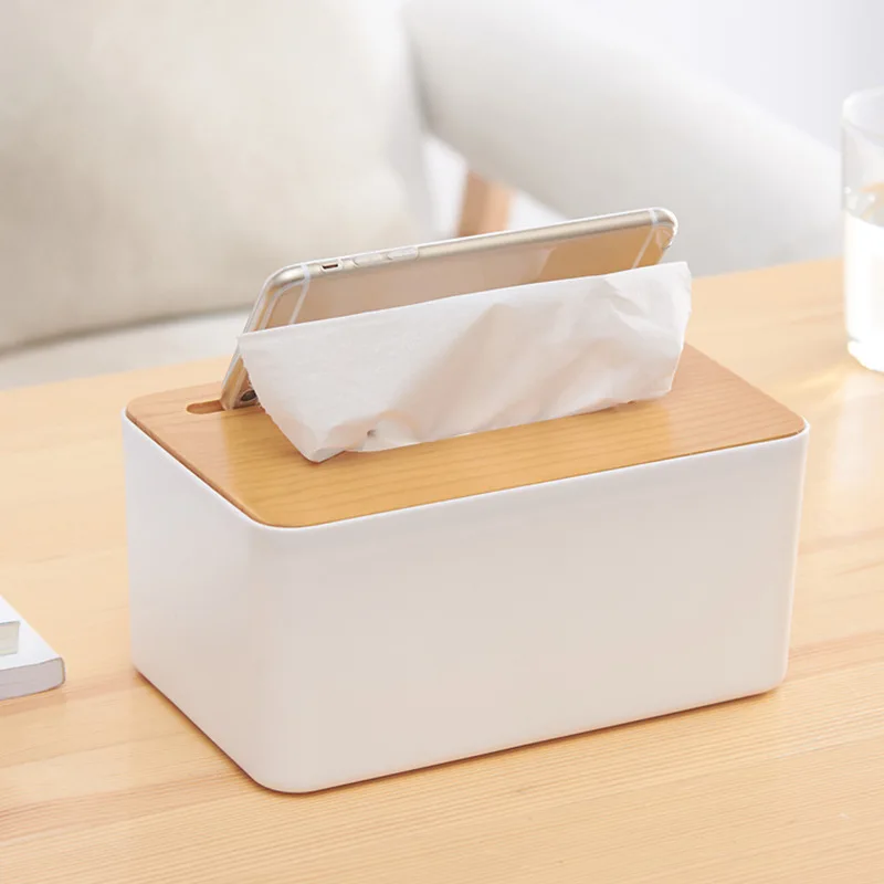 Simple Luxury Solid Wood Tissue Box White Round Square Rectangular ...