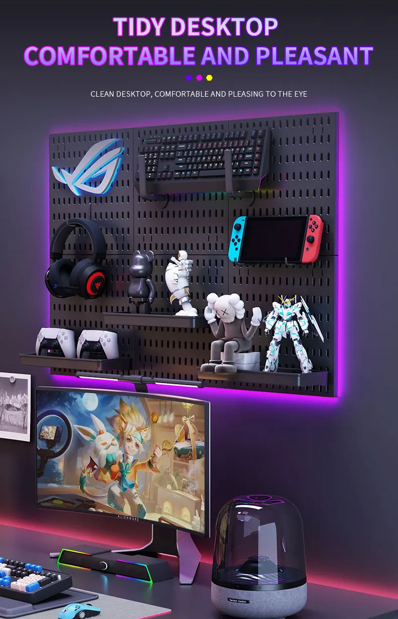Gaming Pegboard DIY Display Plastic Wall Organizer Accessories Peg ...