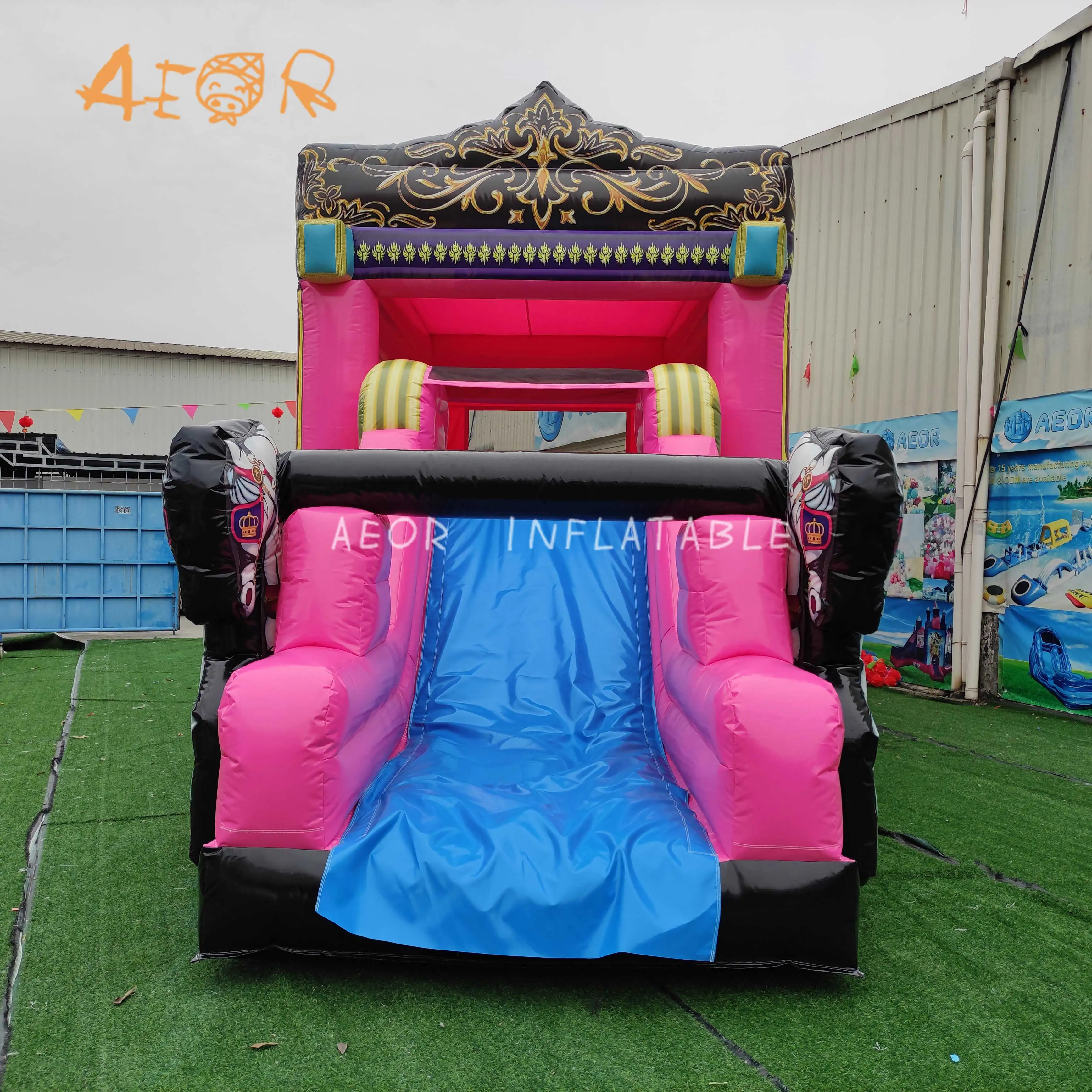 Princess Inflatable Pink Bouncy Castle Moon Bounce House for Girl ...