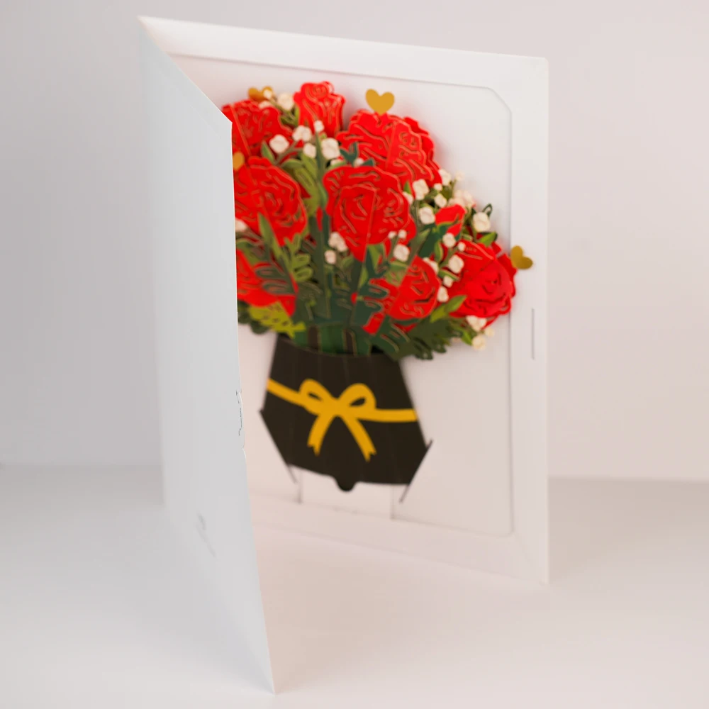Bouquet Card Red Rose Custom Best Choice Unique Design High Quality Art ...