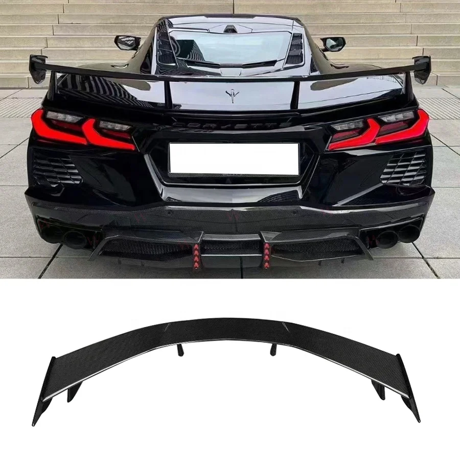 Carbon Fiber High Rear Wing Spoiler For Chevrolet Corvette C8 ...