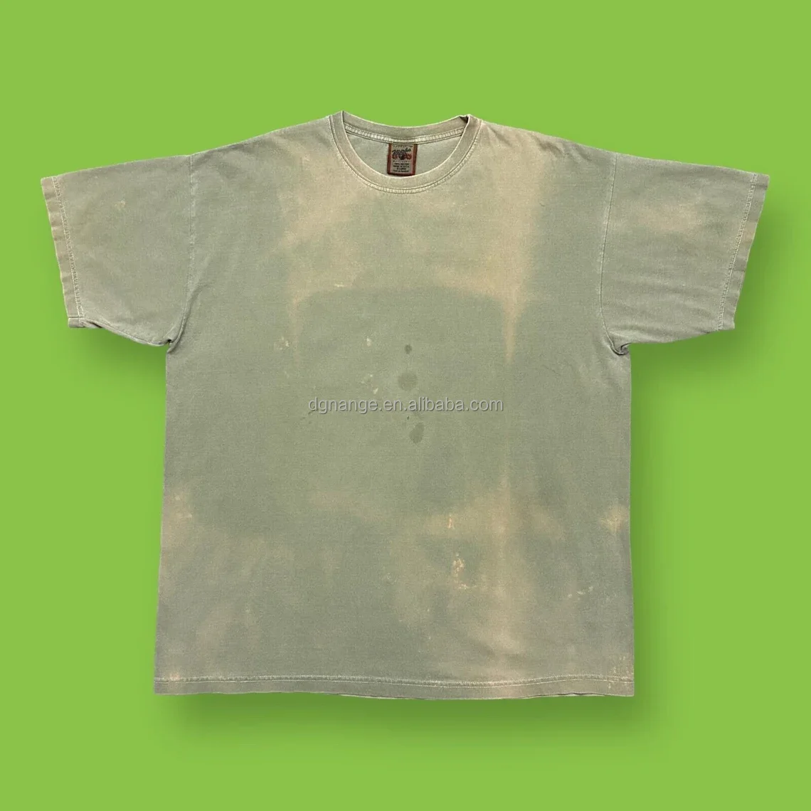 Streetwear Vintage Thrashed Shirt Distressed Sun Faded Blank Tee Cotton Green T-shirts Pour ...