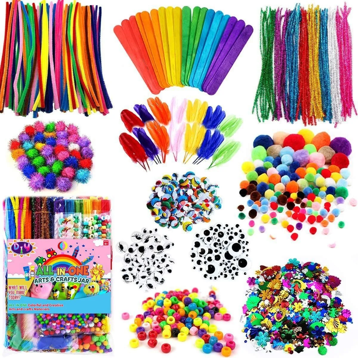 8mm Fuzzy Chenille Stems & 10mm Pipe Cleaners Set for Kids - OEM